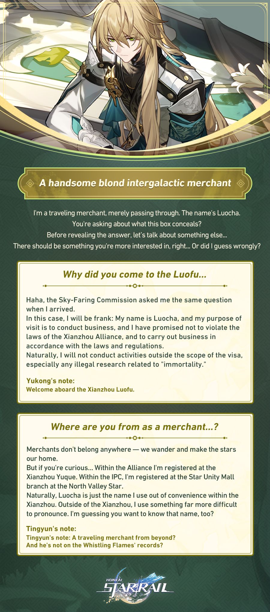 Honkai Star Rail Lepas Teaser Luocha, Pedagang Tampan dan Misterius dari Xianzhou Yuque | GamerWK